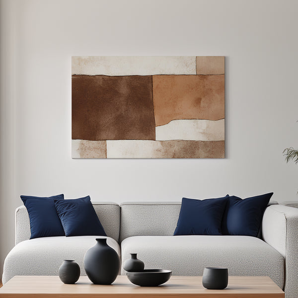 Layered Earth Block Abstract Painting | Neutral Boho Wall Art – CRAFTICO