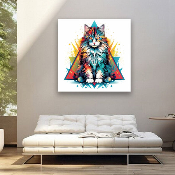 Geometric Cat Painting: Piercing Eyes and Abstract Elegance - Craftico ...