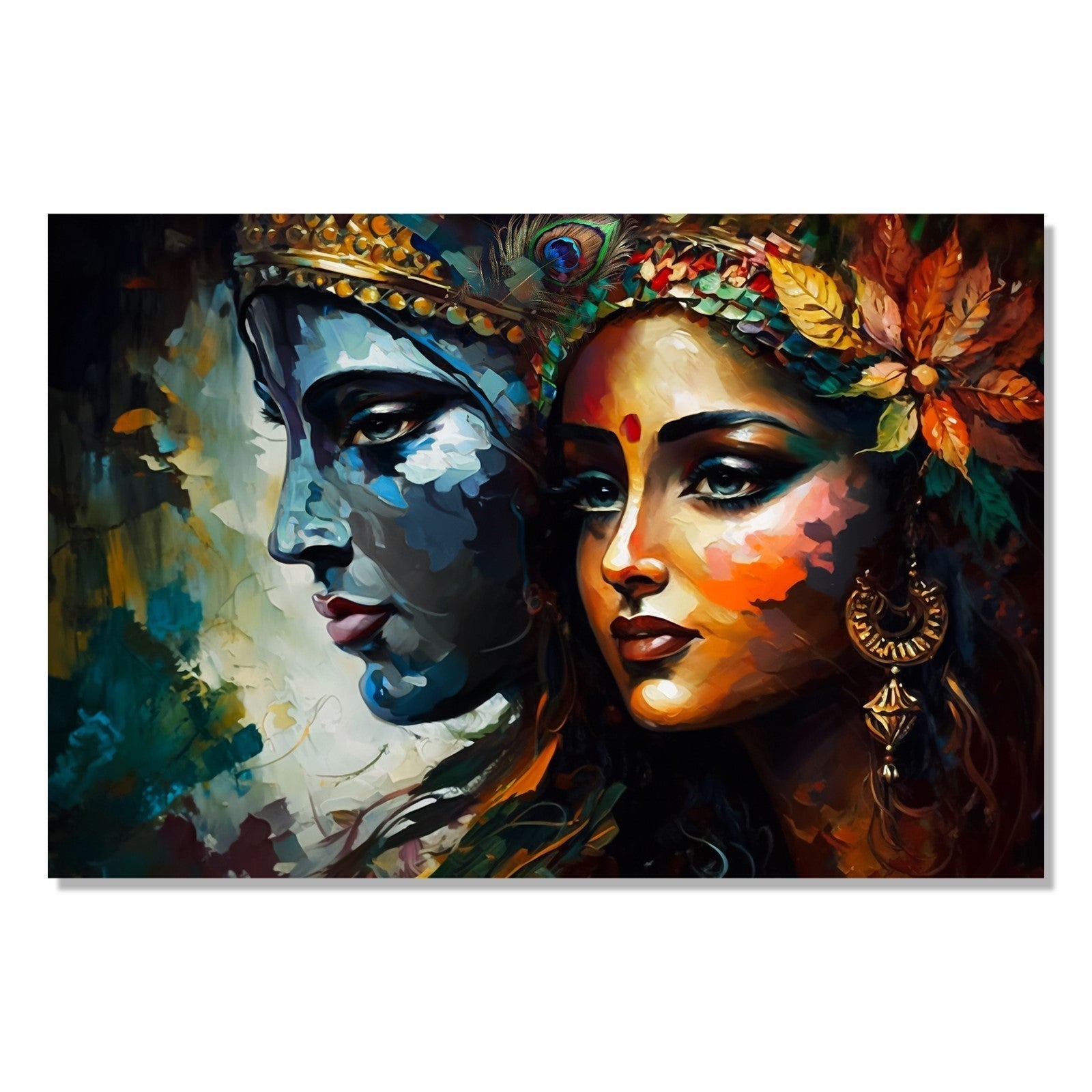 Canvas Painting of Radha and Krishna in Holi Colours | krishna eyes ...