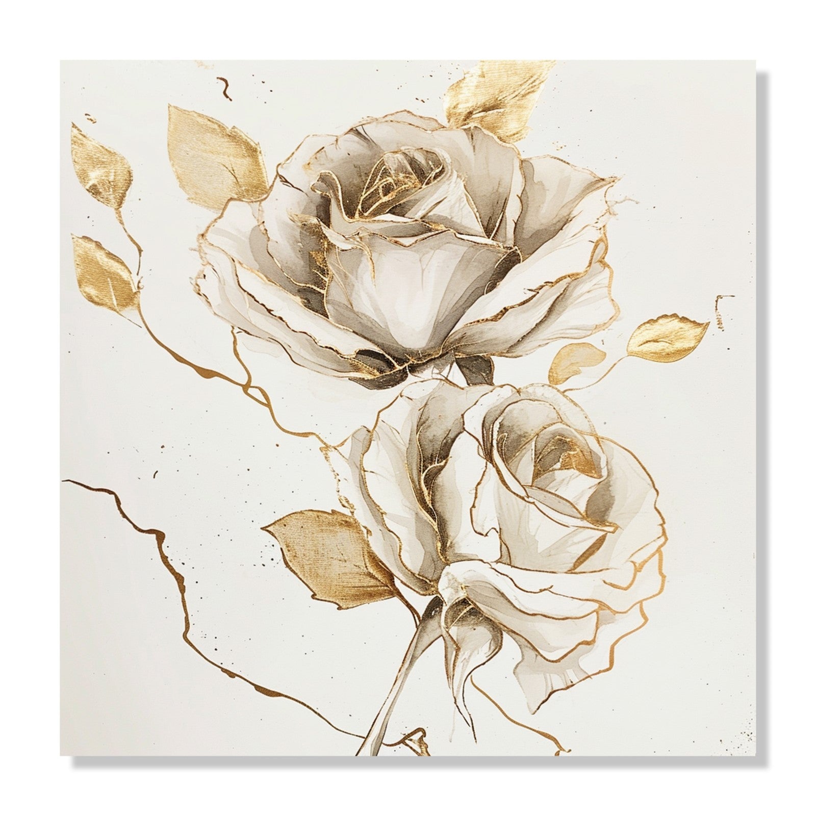 Golden Rose Painting : Unique Art Piece – CRAFTICO