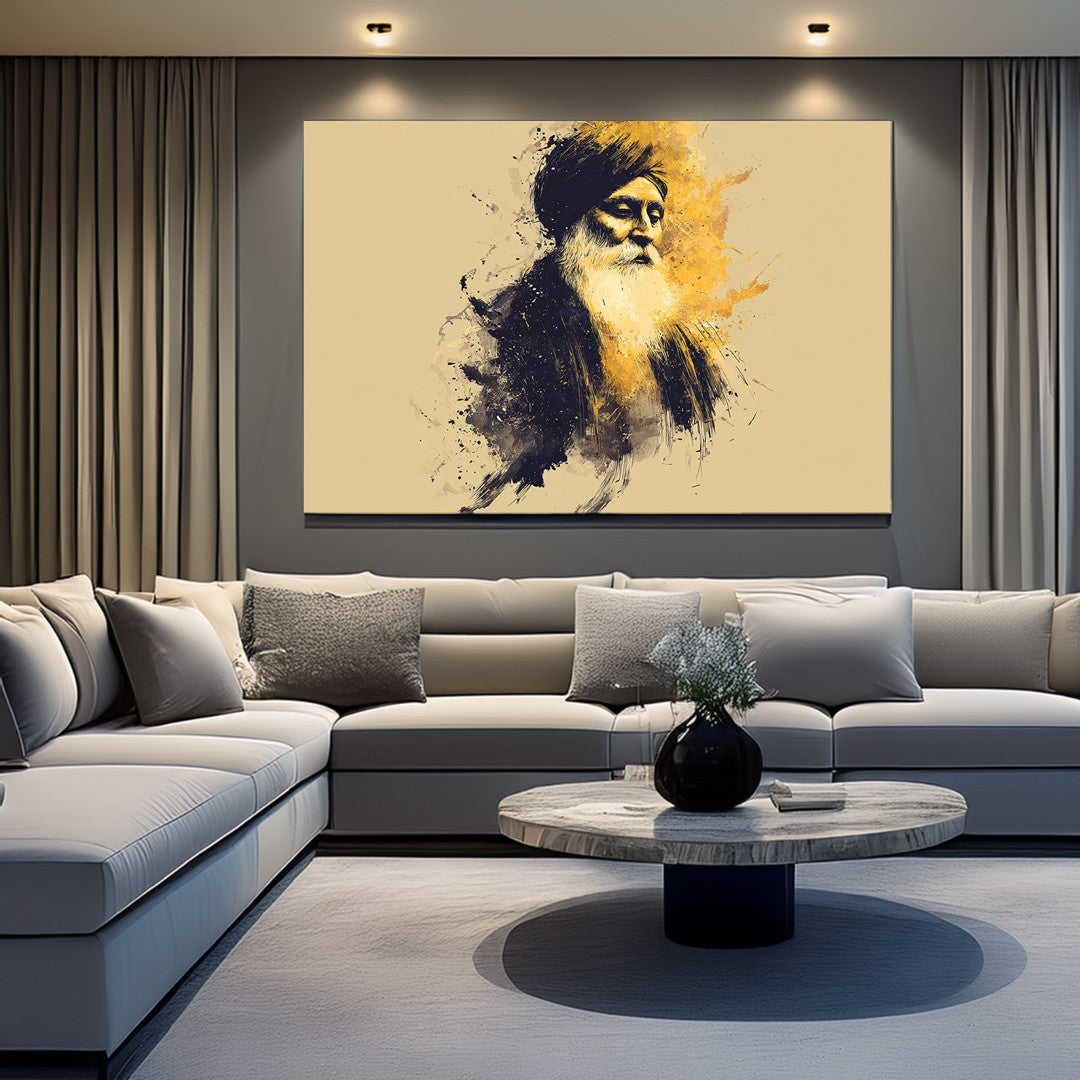 Abstract Sikh Guru Portrait Modern Spiritual Art for Walls | sikh guru ...